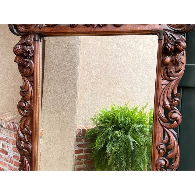 Antique French Pier Mantel Wall Mirror Baroque Carved Oak Renaissance ...