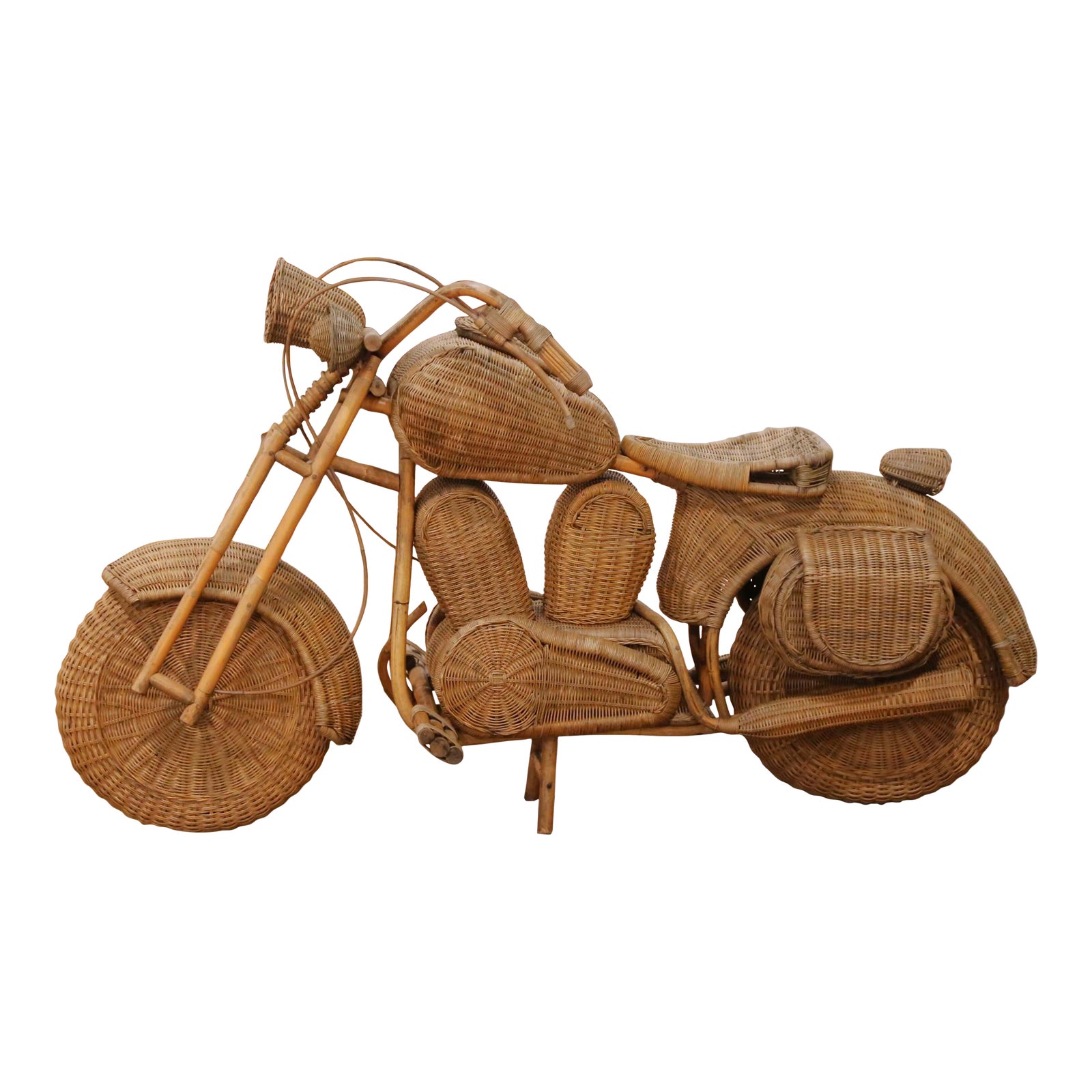 Vintage Handwoven Wicker Motorcycle Sculpture Attributed to Tom Dixon | Chairish