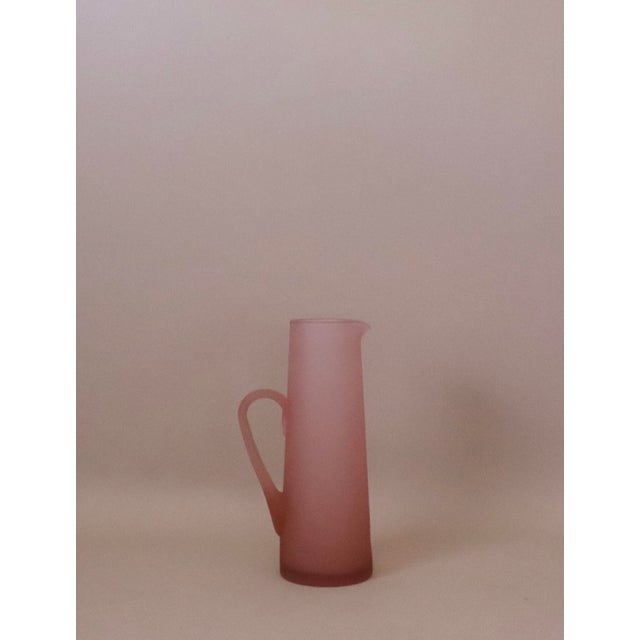 Pink Satin Glass Pitcher | Chairish