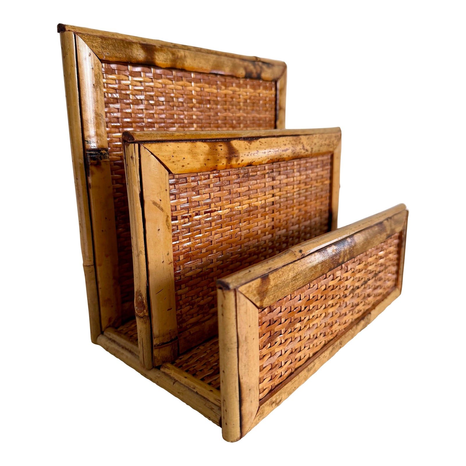 Rattan Mail Desk Organizer | Chairish