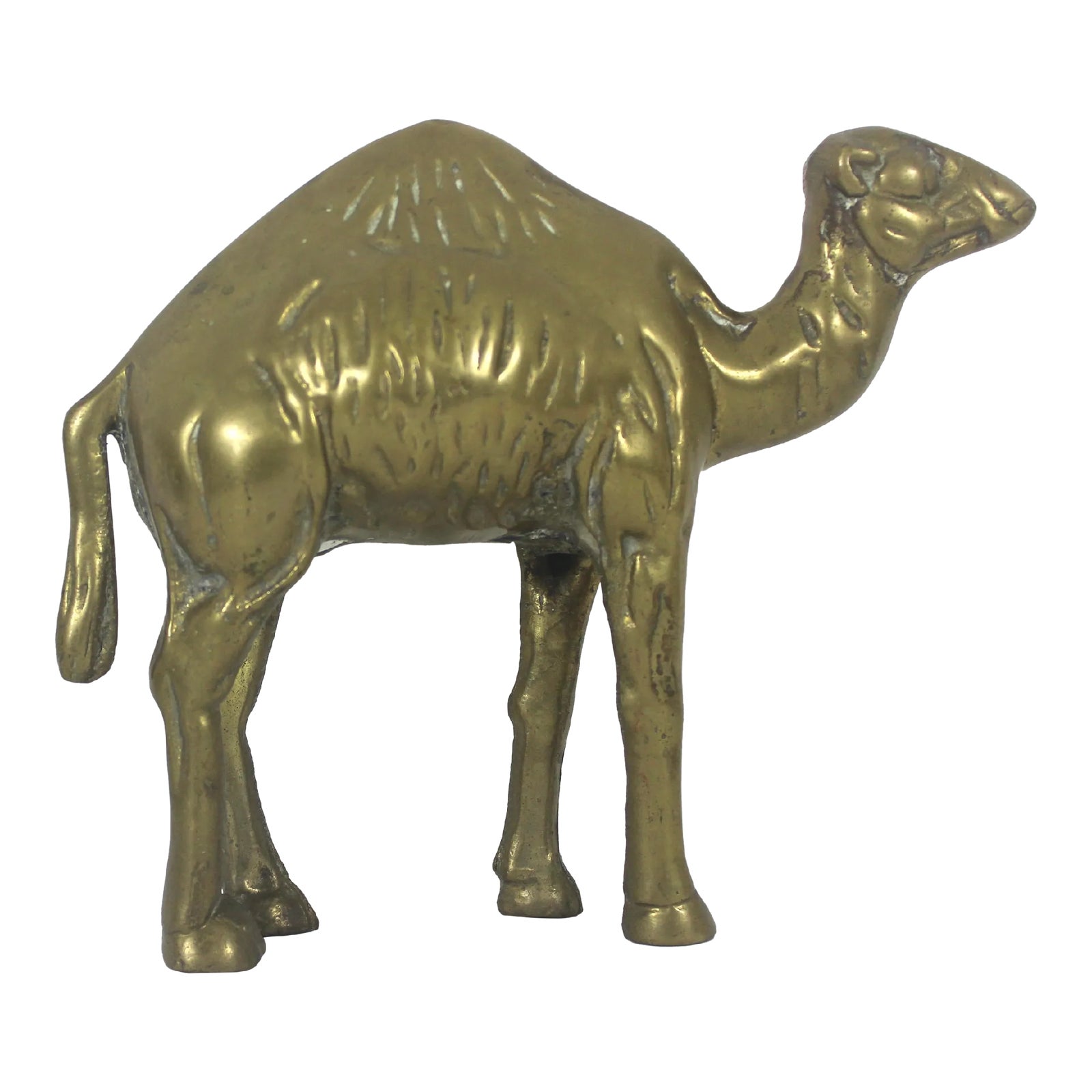 Large 1980s Solid Brass Camel Vintage Brass With Patina | Chairish