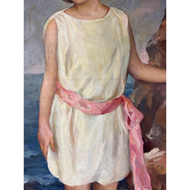 Life-Size Painting of Girl by the Sea | Chairish