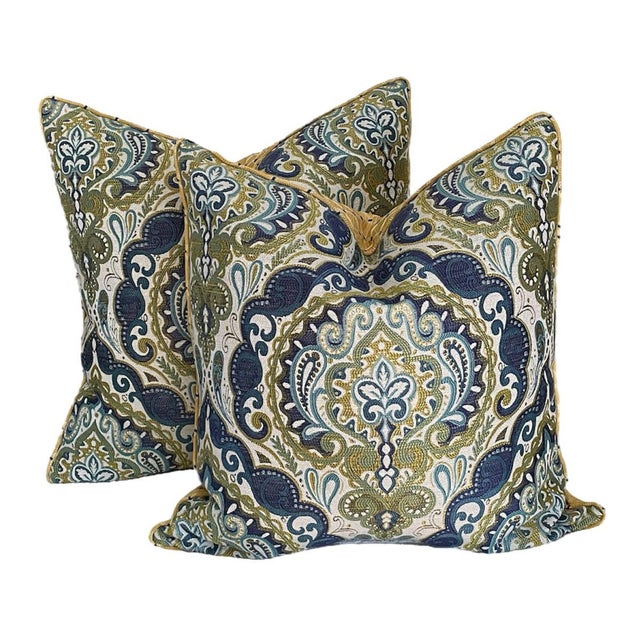 Custom High-End Damask Accent Pillow With Down Insert | Chairish