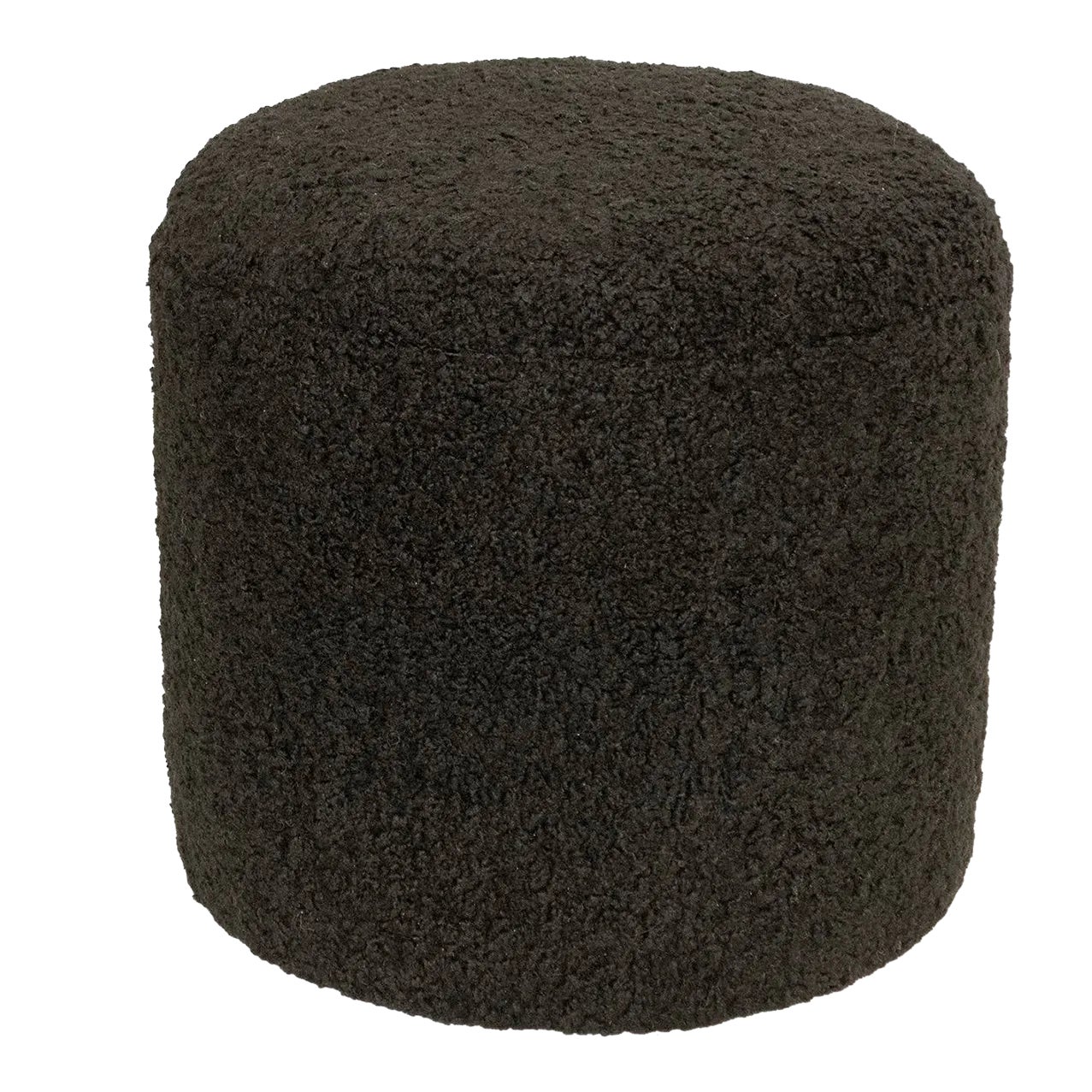 Limited Edition Custom Modern Pouf in Black Faux Shearling | Chairish