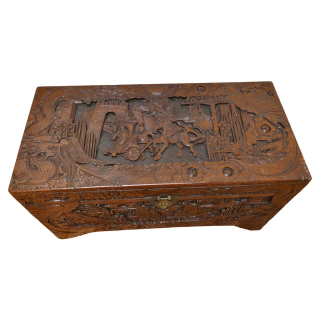 Large Carved Oriental Camphor Wooden Chest 1960 Chairish