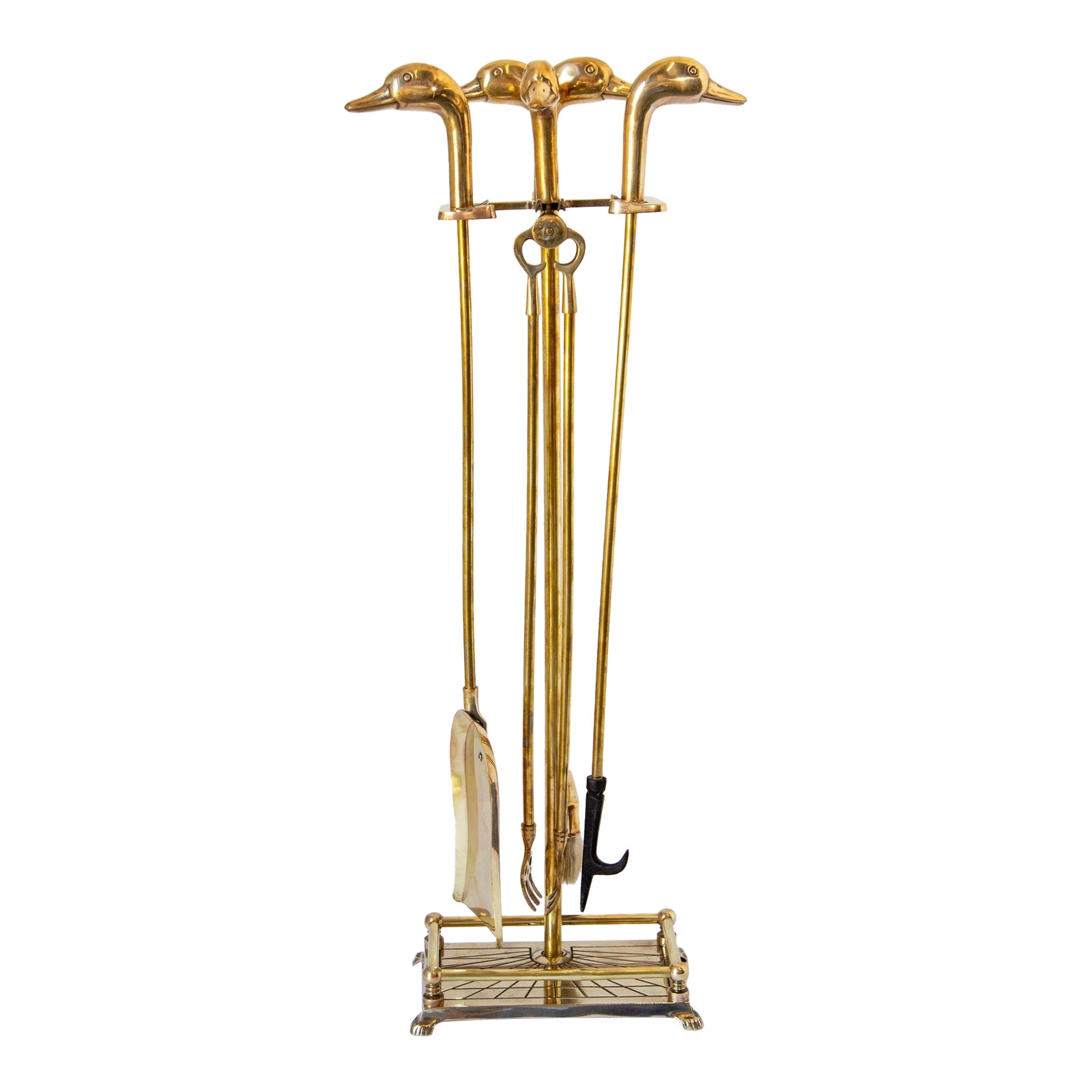 Vintage Solid Brass Fireplace Tools With Duck Heads French Maison ...