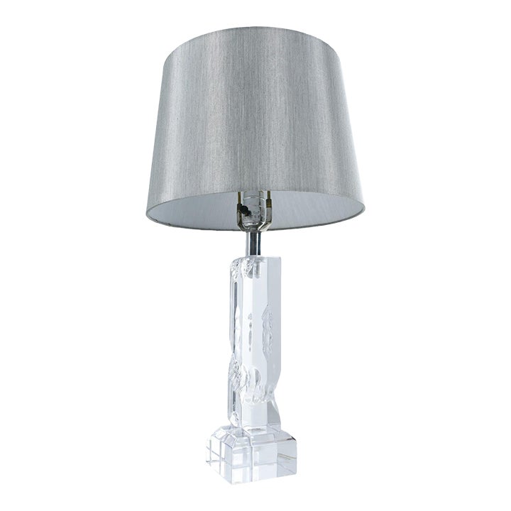 Van Teal Small Lucite Clear Acrylic Table Lamp With Chipped Ice Effect ...