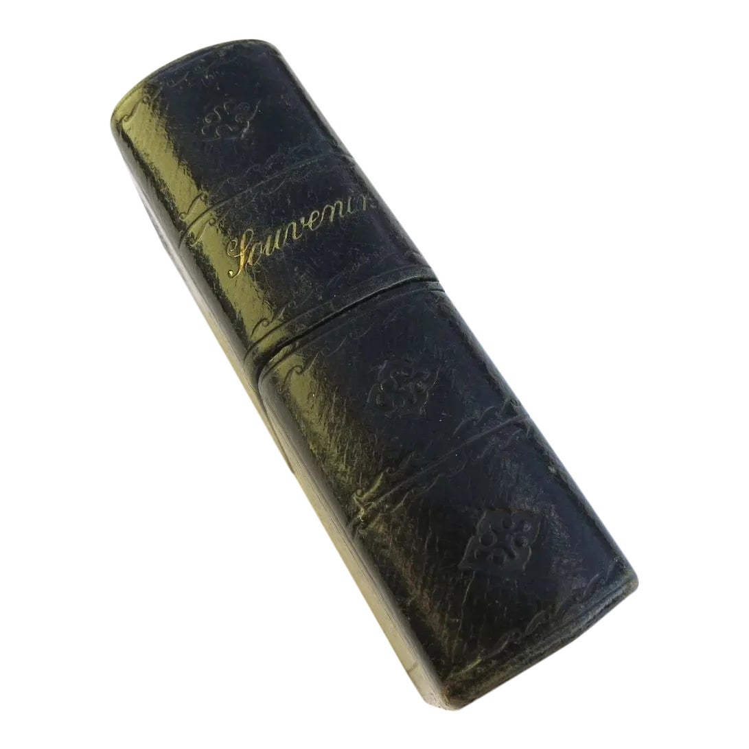 English Leather Sewing Case in the Shape of a Book c1898 | Chairish