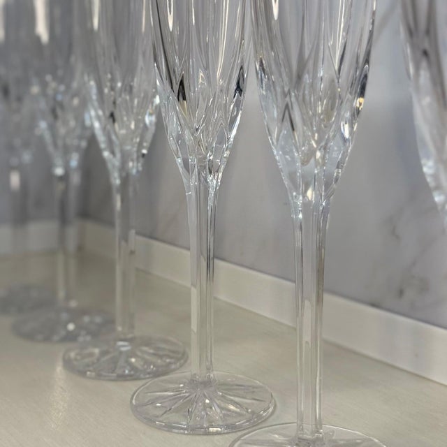 1990s Mikasa "Apollo" Crystal Champagne Flutes (Set of 6) | Chairish
