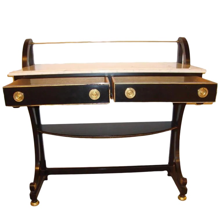 Ebonized Marble-Top Desk Table | Chairish