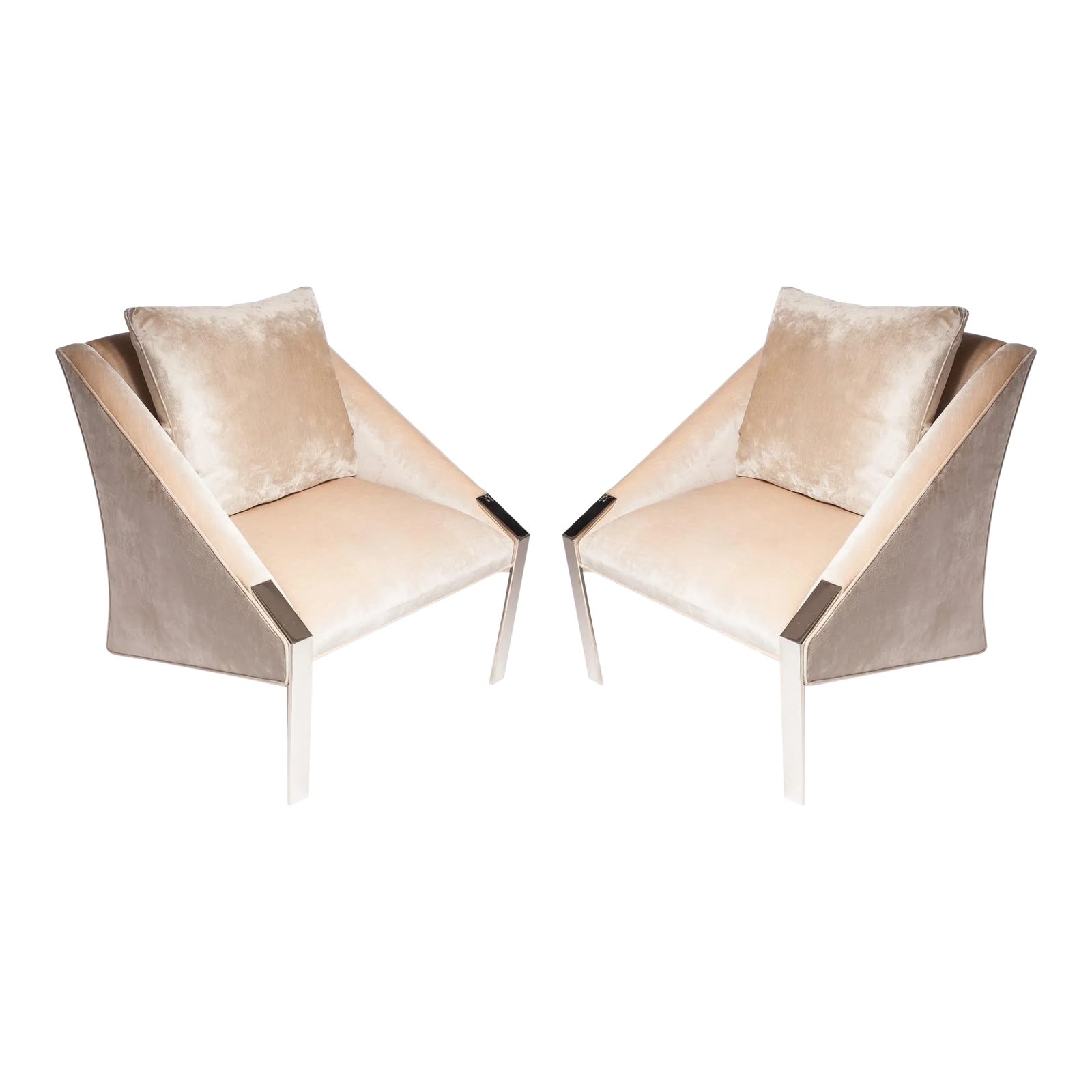 Andree Putman Peach Colored Lounge Chairs - a Pair | Chairish