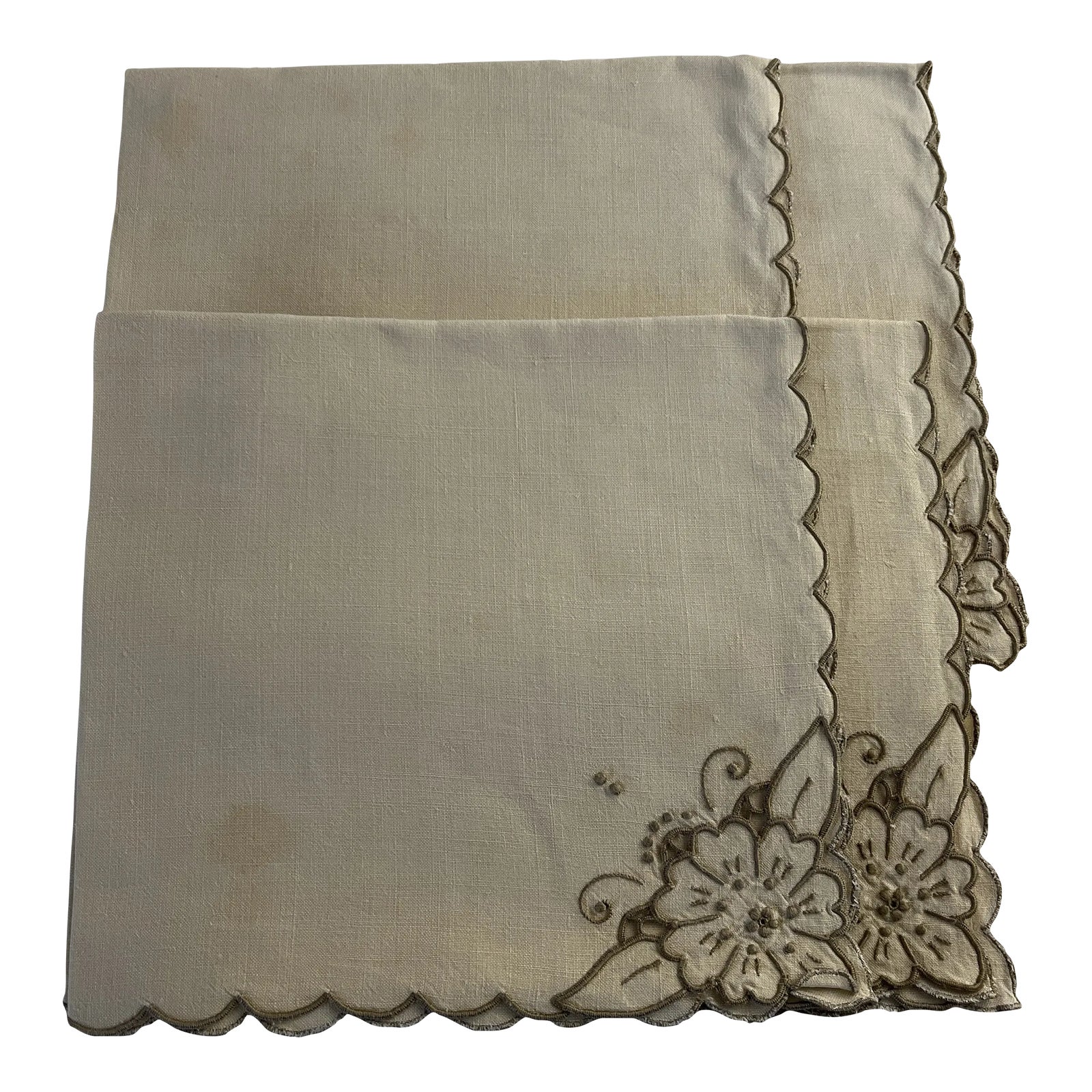 1940s Floral Cutwork Embroidered Napkins- Set of 4 | Chairish