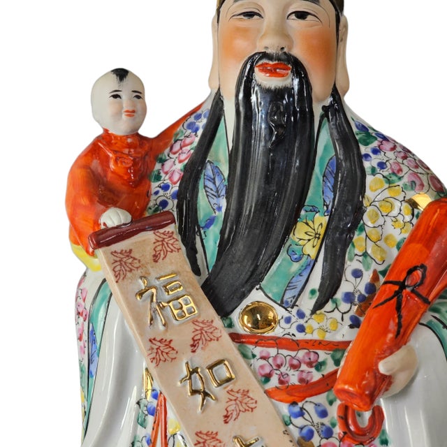 Chinese Fu Lu Shou Feng Shui Gods Figurines Lot of 3 | Chairish