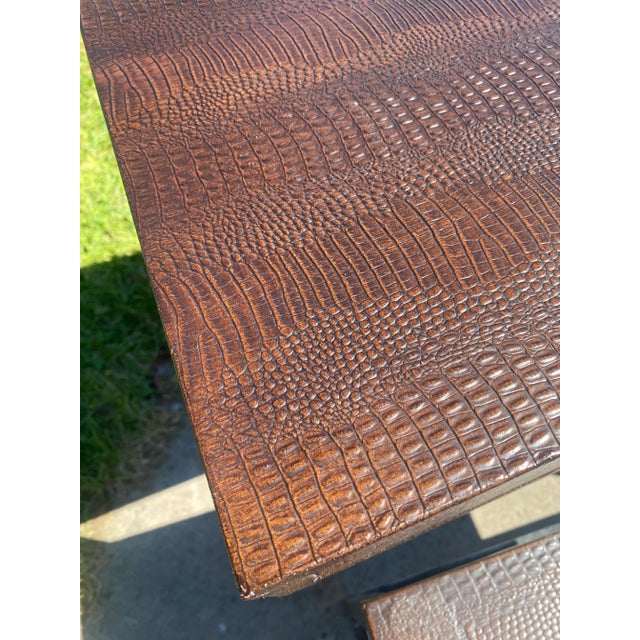 Handsome, Modern Faux Crocodile Nest of Tables | Chairish