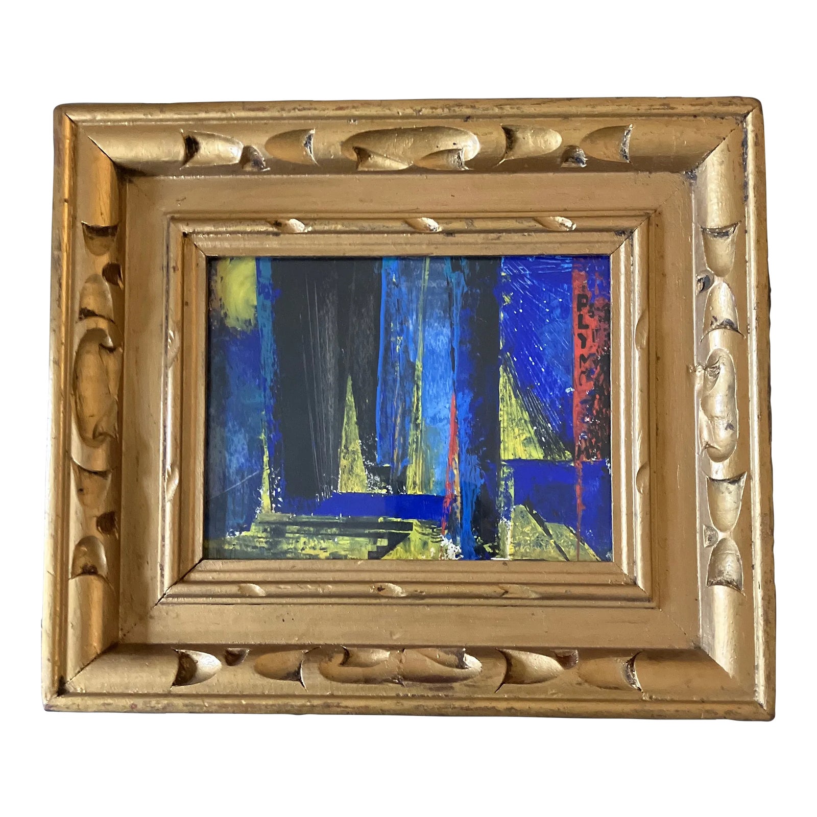 1970’s Vintage Original Abstract Painting Chunky Gold Frame Signed ...