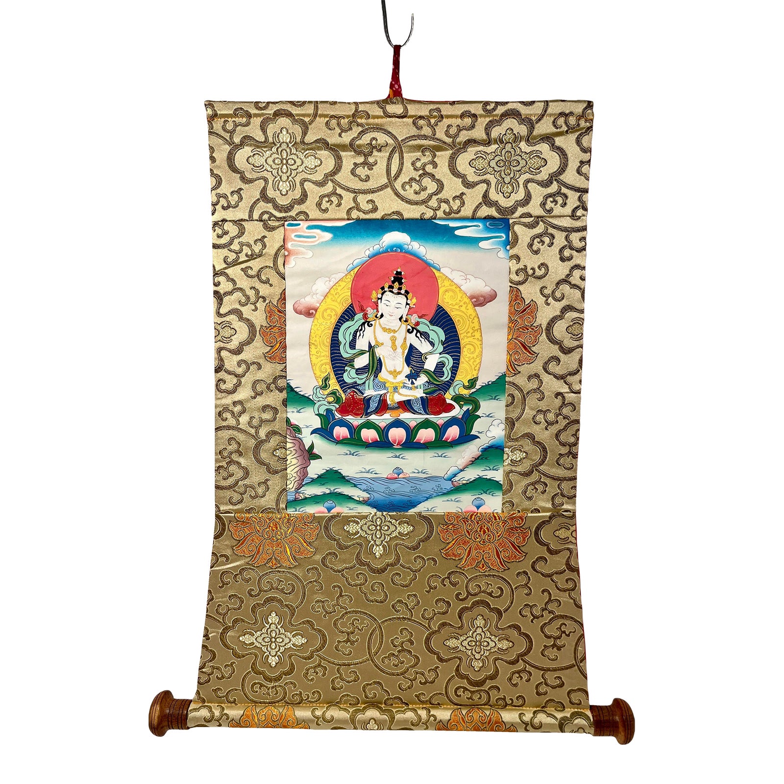 Vintage Nepalese Vajrasattva Thangka, Blessed Thanka, Hand Painted on ...