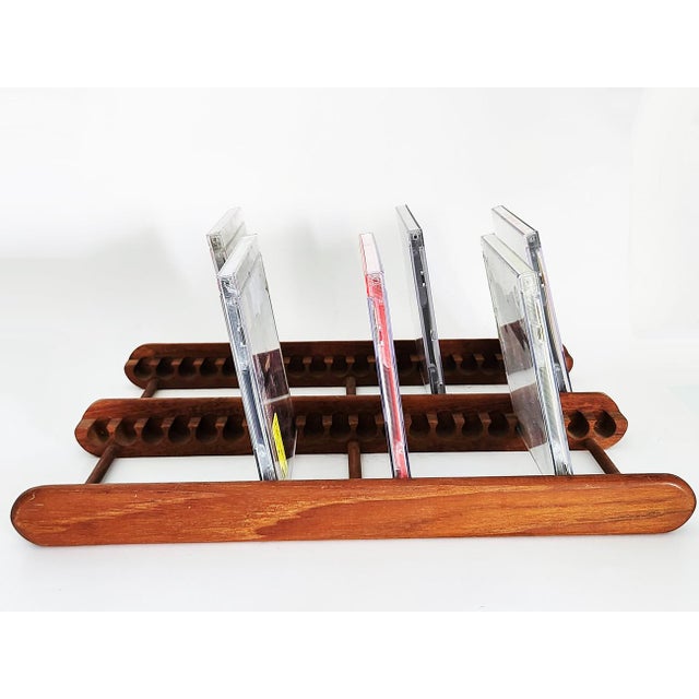 1980s Teak Wood CD Tray Rack With 40 Slots by Kalmar | Chairish
