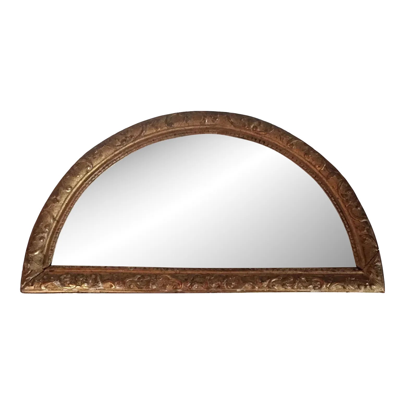 18th Century French Louis XVI Demilune Gilt Wood Transom Mirror | Chairish