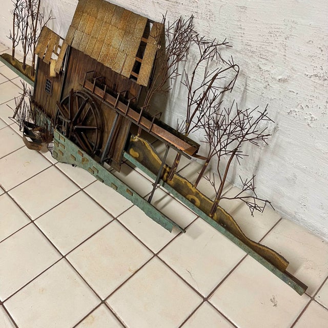 1970s C. Jere Water Mill House Wall Sculpture | Chairish