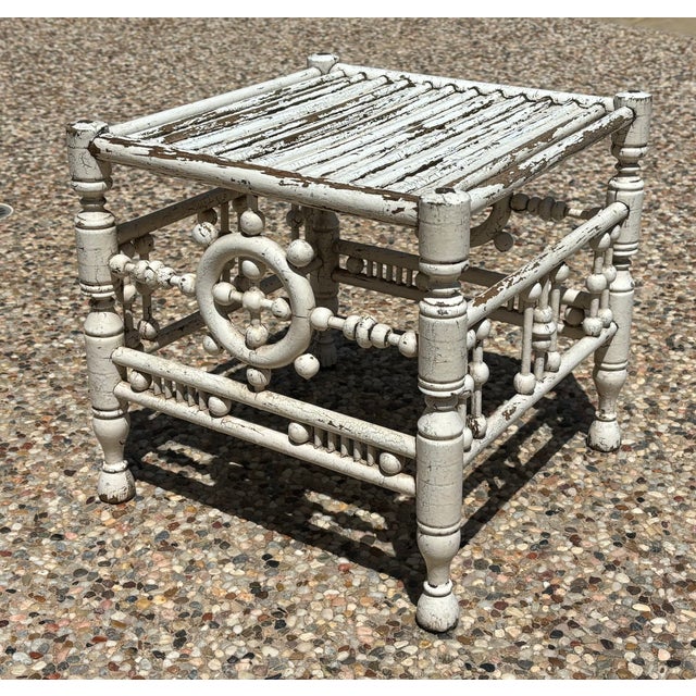 Antique Coastal Style Stick and Ball Stool | Chairish