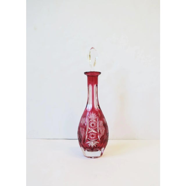 Cut Crystal Red Spirit Liquor Decanter Barware | Chairish