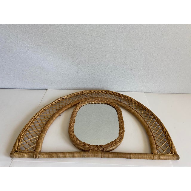 Arched Wicker & Rattan Mirror | Chairish