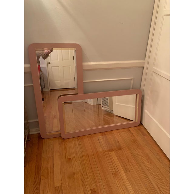 80s Pink Lacquer Blush and Gold Mirrors - Set of 2 | Chairish