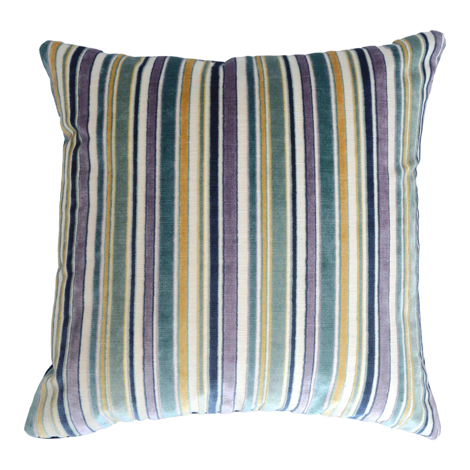 FirmaMenta Italian Blue Stripes Velvet Pillow | Chairish