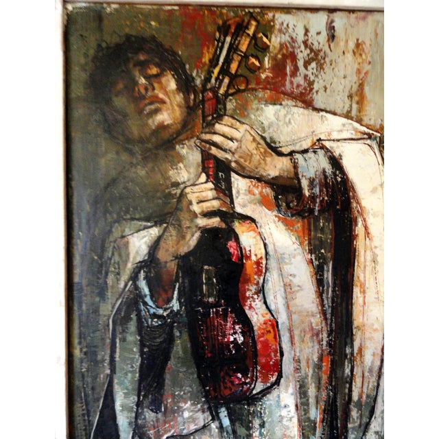 Bernard Locca (1926-1997) Oil on Canvas Guitar Player | Chairish