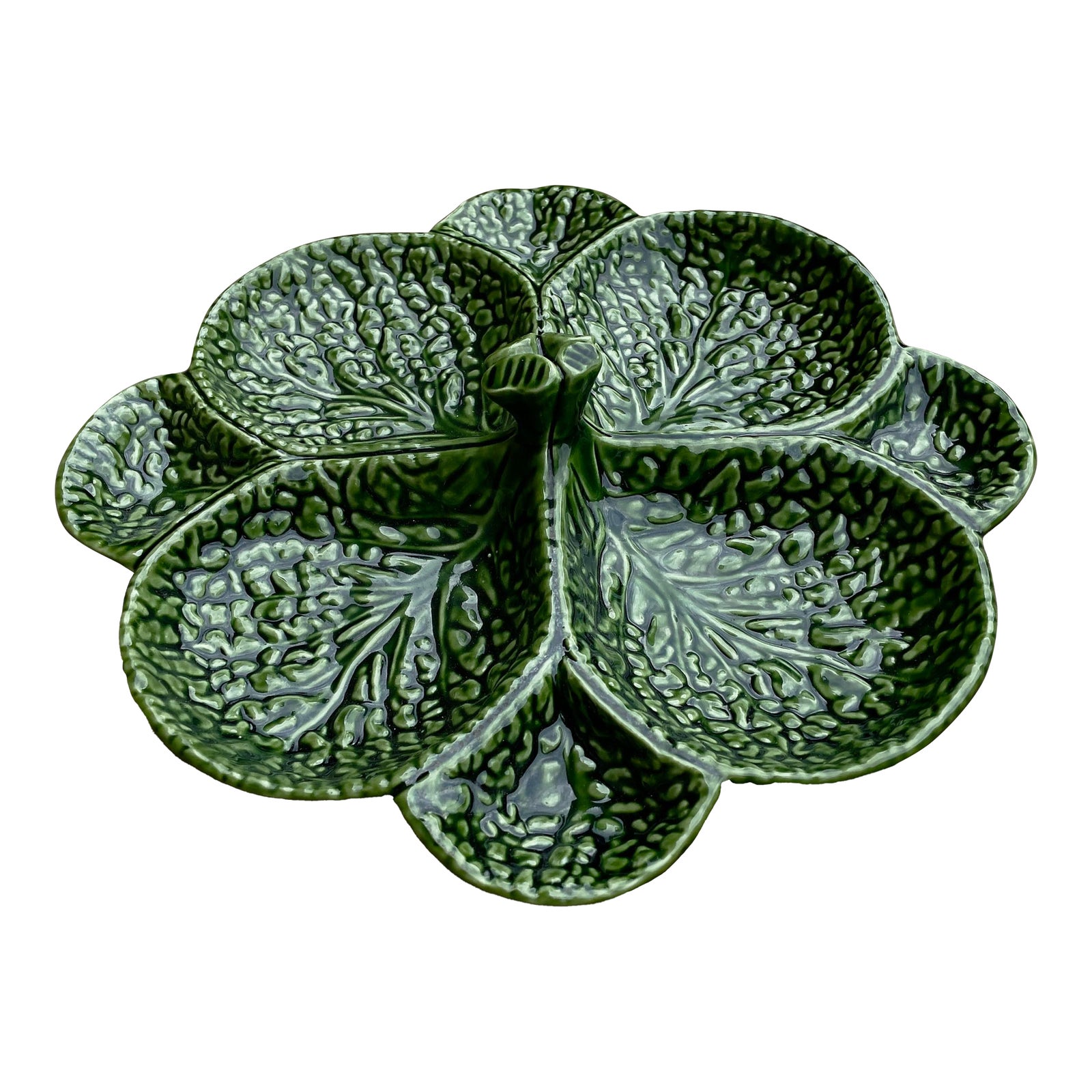 Vintage 8 Section Subtil of Portugal Cabbage Textured Majolica Serving ...