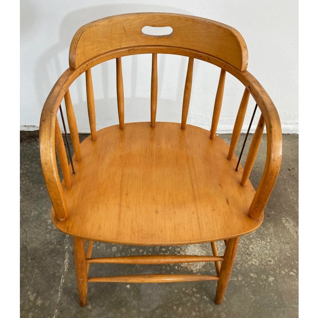 Vintage MCM Wood Banker or Saloon Style Chair | Chairish