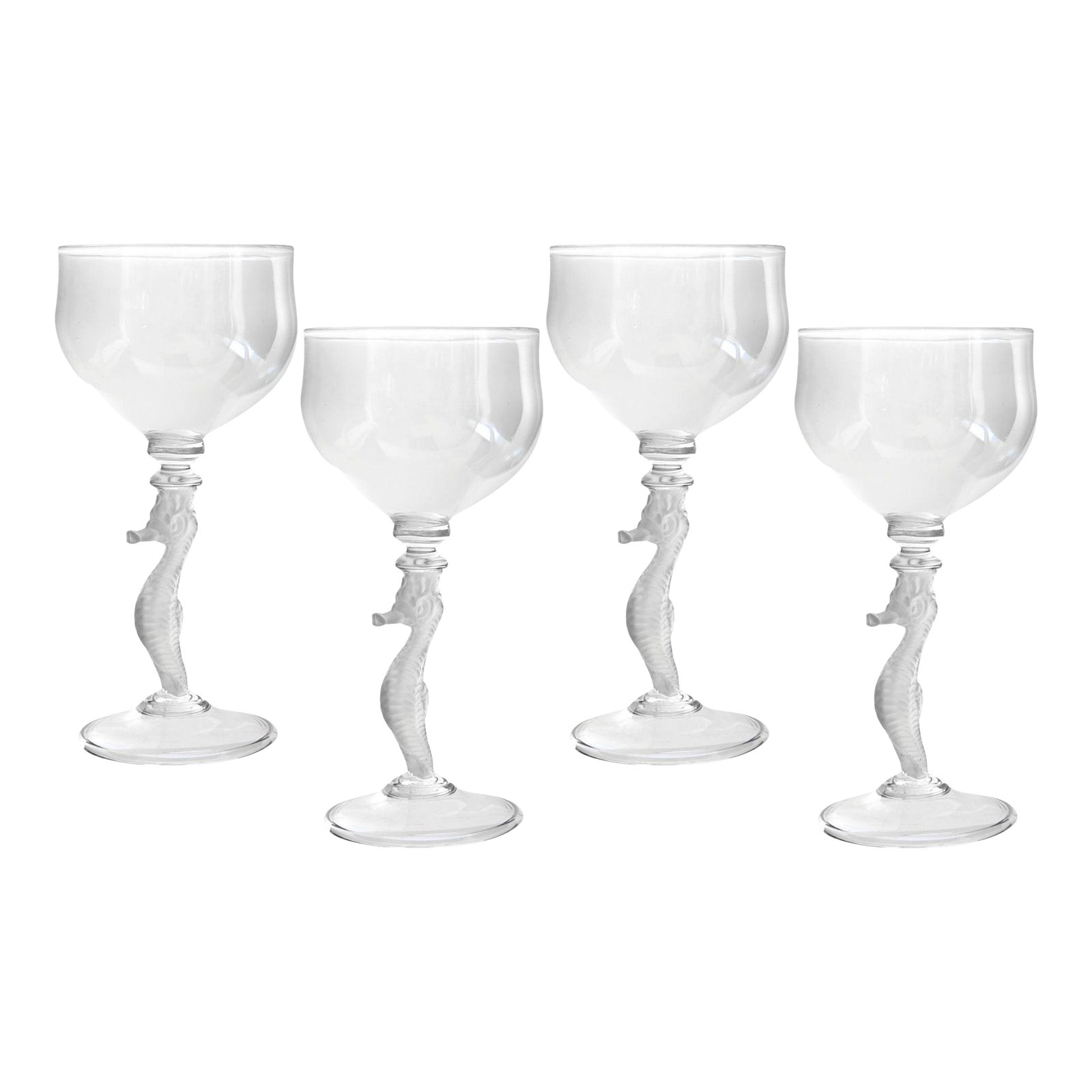 Late 20th Century Sea Horse by Bayel France Wine Glasses- Set of 4 ...