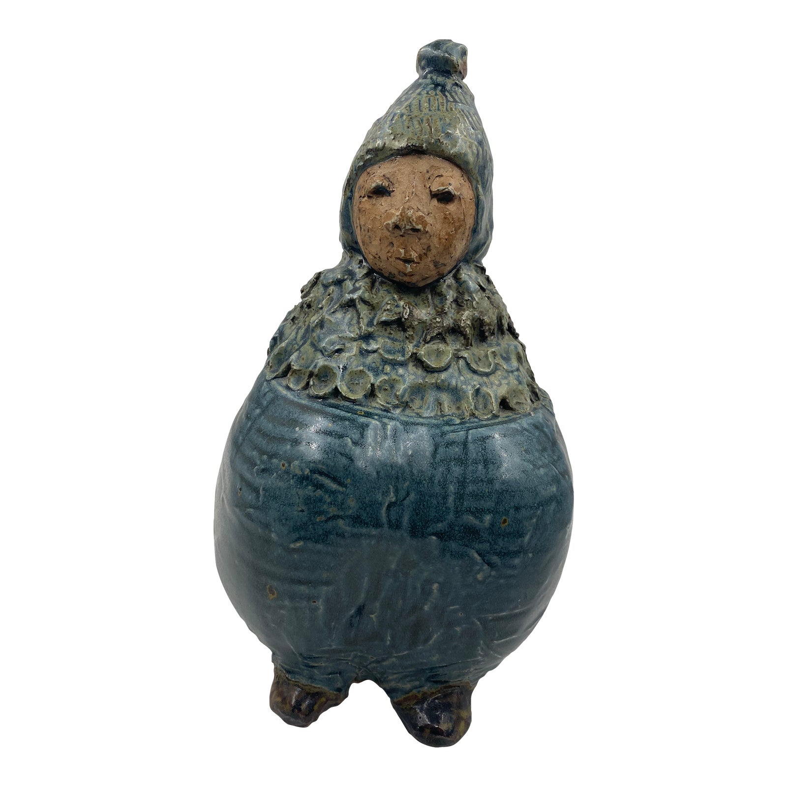 Modern Clay Folk Art Female Figure Unsigned | Chairish