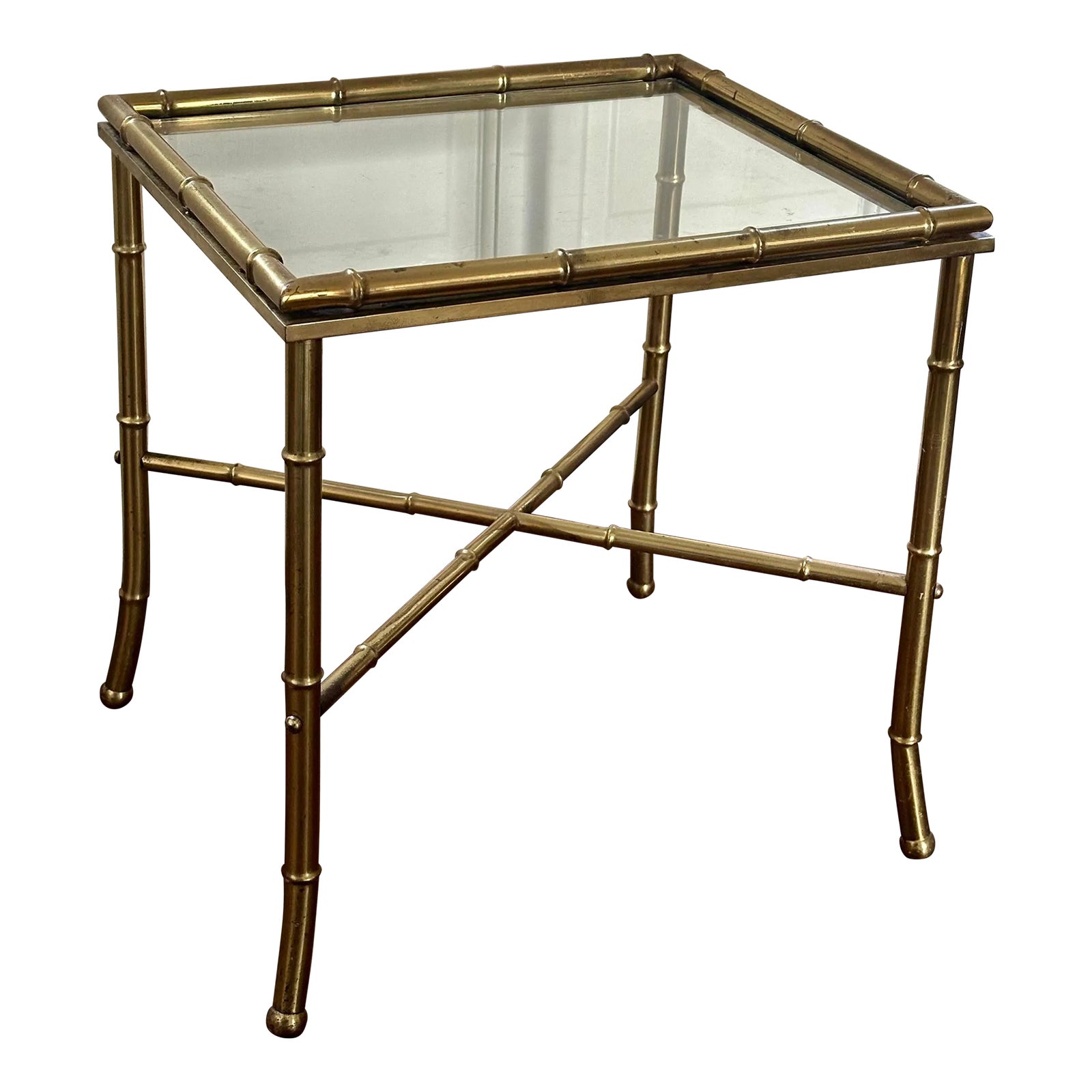 Faux Bamboo Brass Drinks Table | Chairish