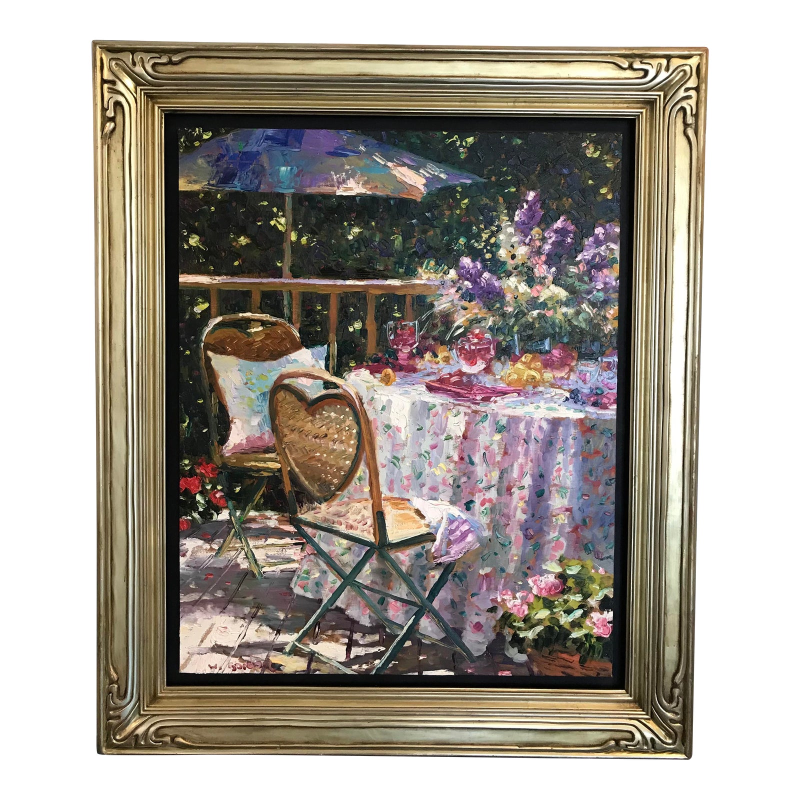 Summer Lunch Seating, Oil Painting by Gordon Wang, C. 1995 | Chairish