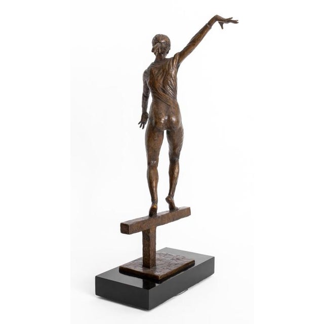 Lazlo Ispanky Girl on Beam Bronze Sculpture | Chairish