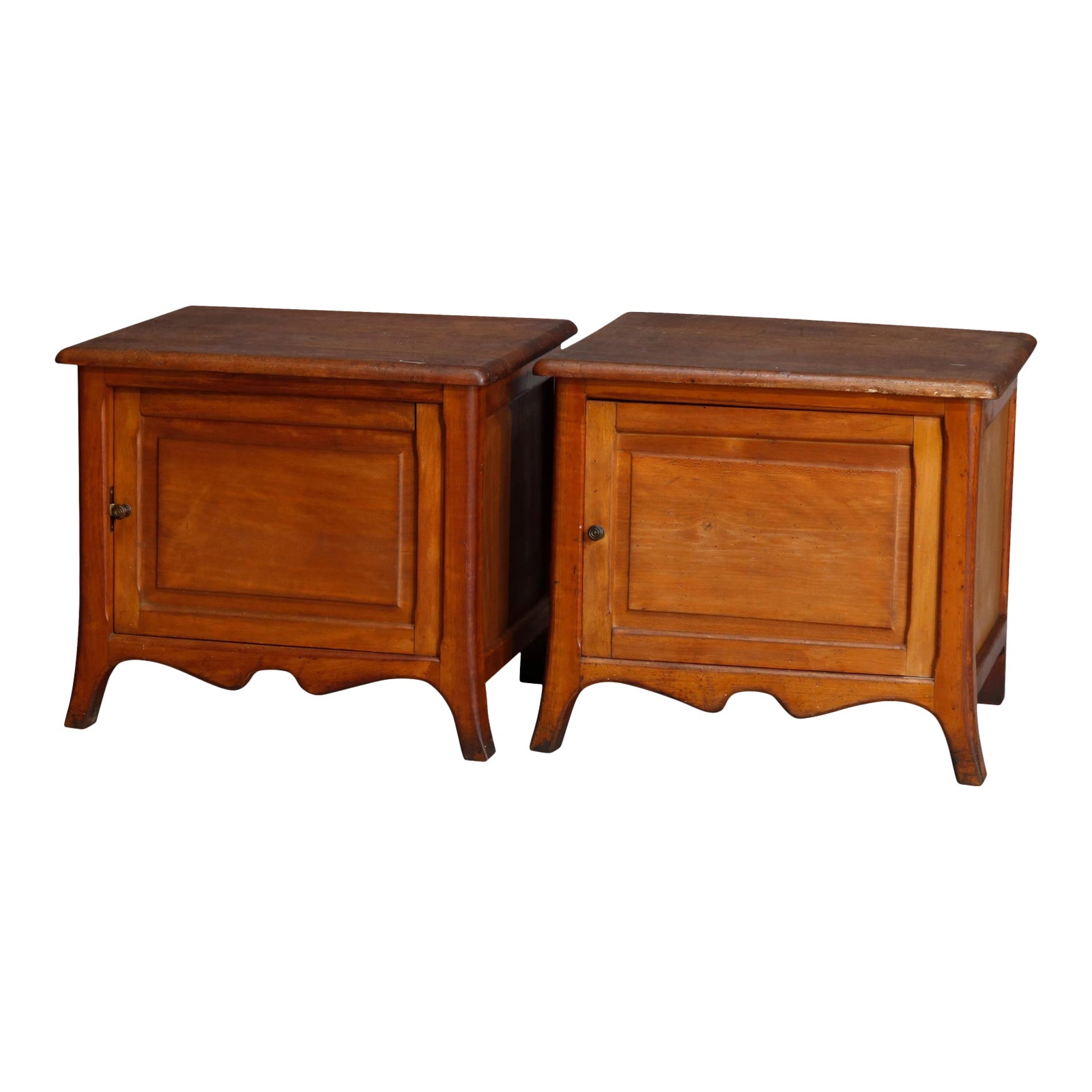 Vintage French Raised Panel Maple Single Door Side Stands - a Pair ...