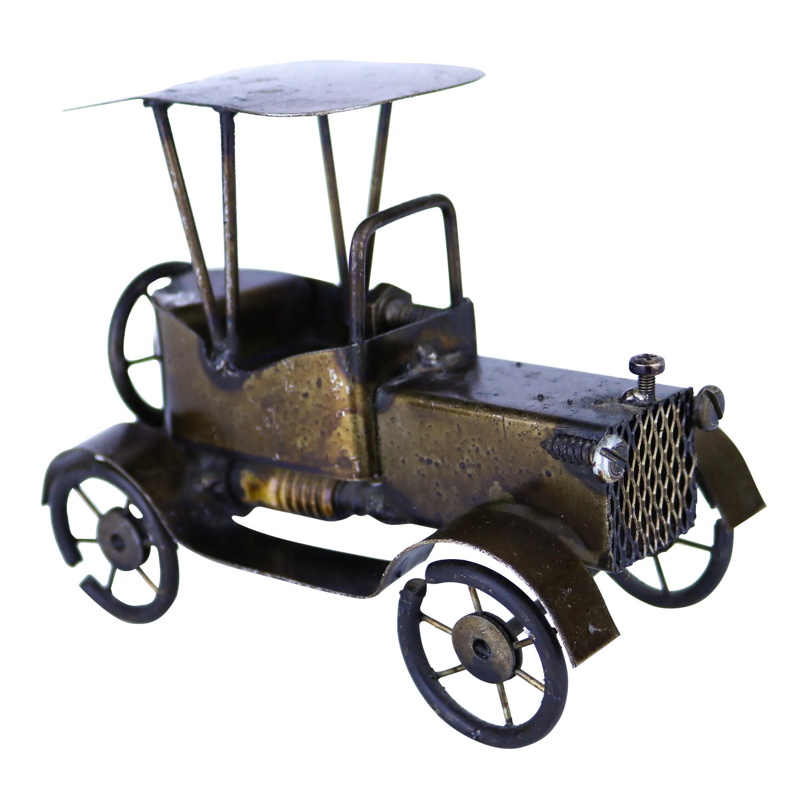 Antique Metal Handmade Classic Ford Retro Car Sculpture | Chairish