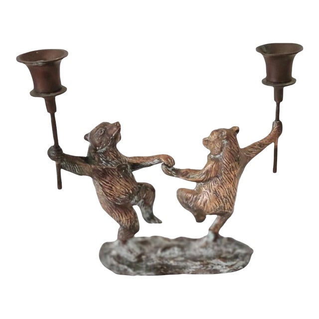 Mid 20th Century European Bronze Figural Dancing Bears Candelabra ...