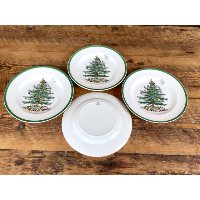 Four Vintage Spode Christmas Tree Dinner Plates | Chairish