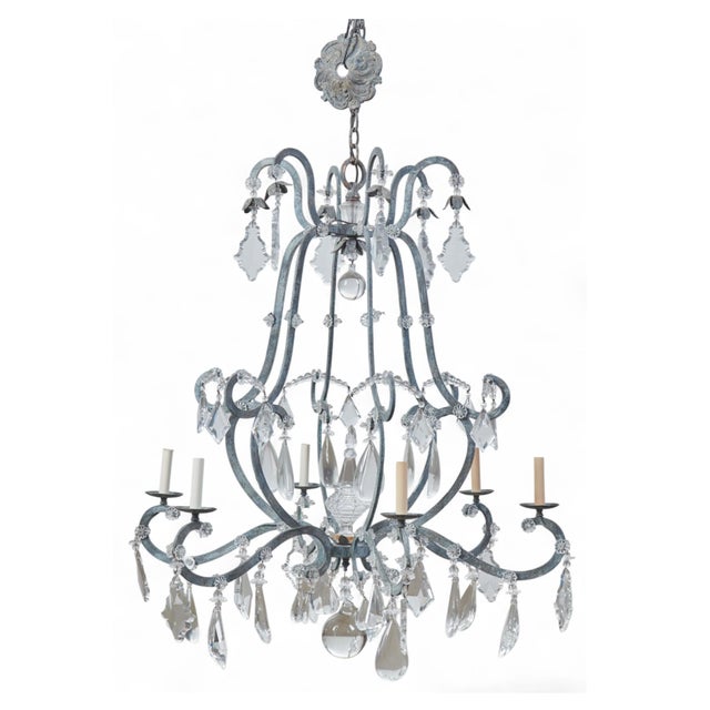 Dennis & Leen for Formations Wrought Iron & Crystal Chandelier | Chairish