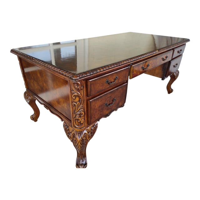 Queen Anne Style Ornate Writing Desk | Chairish