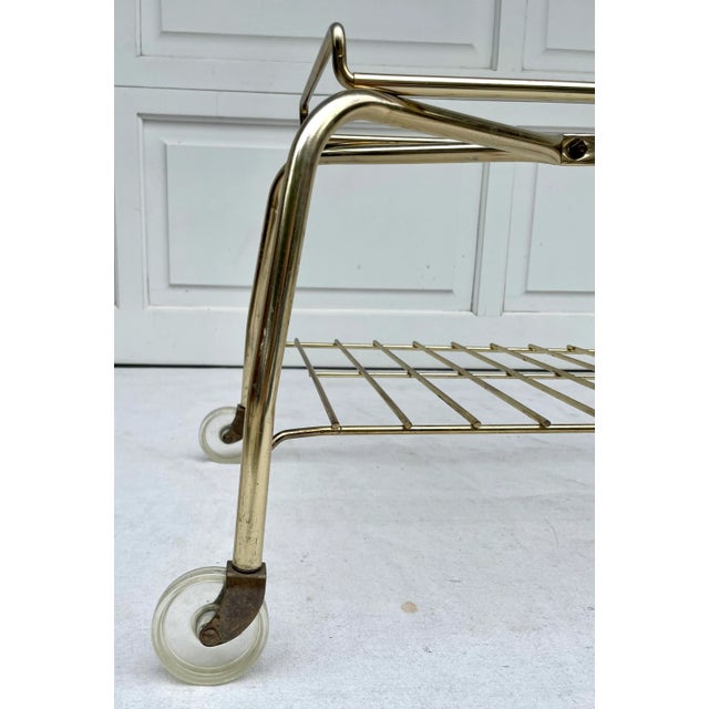 MCM Gold Metal Rolling Record Display Cart | Chairish