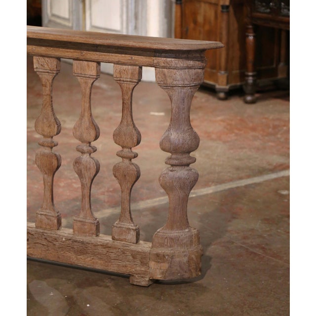 19th Century French Carved Bleached Oak Balustrade Console Table | Chairish