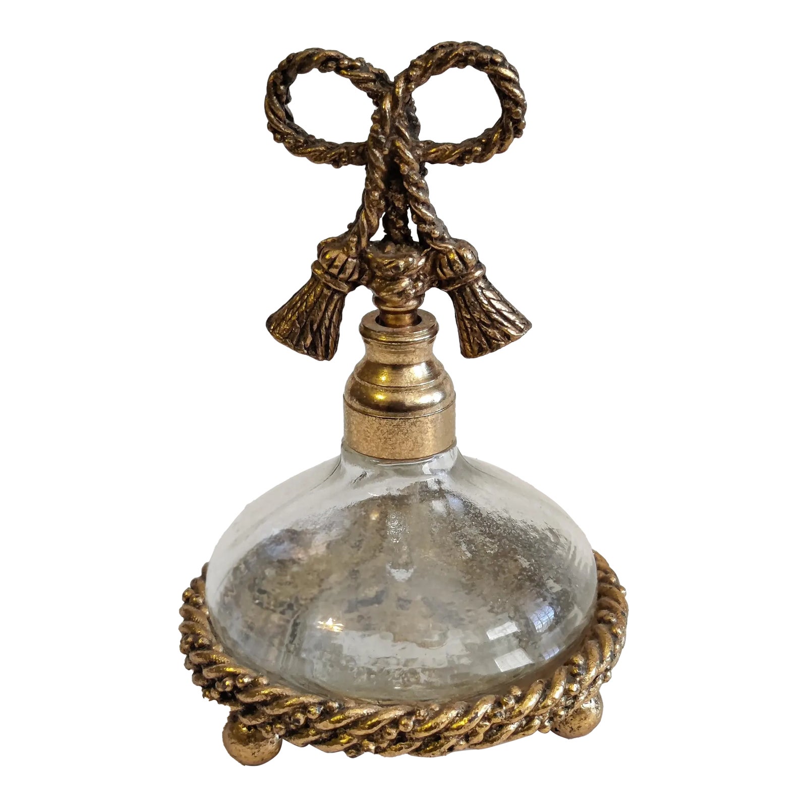 Vintage Hollywood Regency Ormolu Rope Tassel Perfume Bottle | Chairish