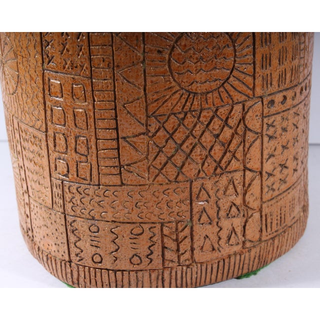 Jim Summers Pottery Vase Canister With Incised Design | Chairish