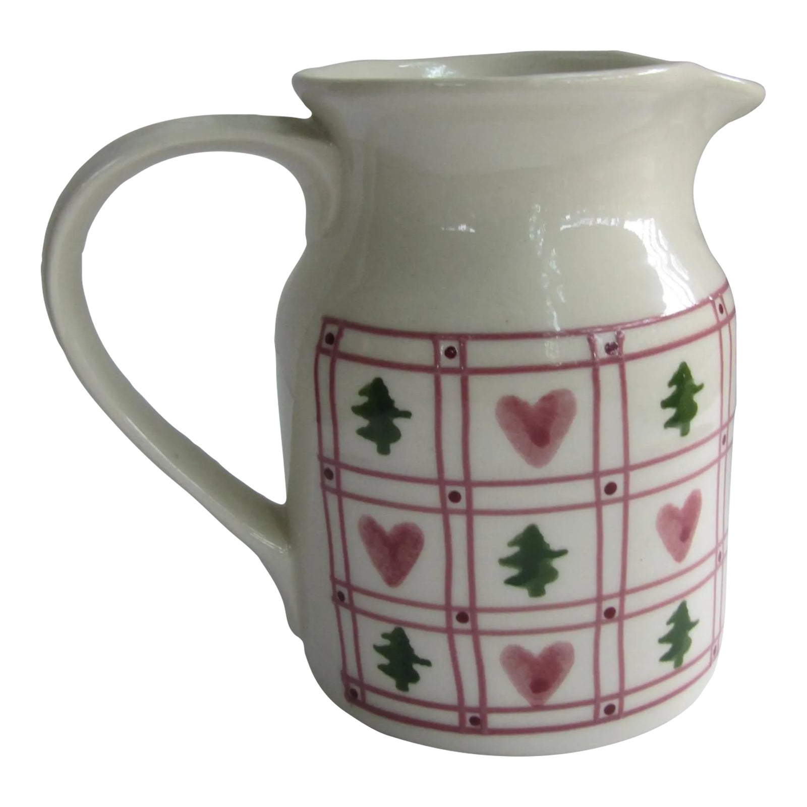Pitcher Hearts & Trees by Hartstone Pottery | Chairish