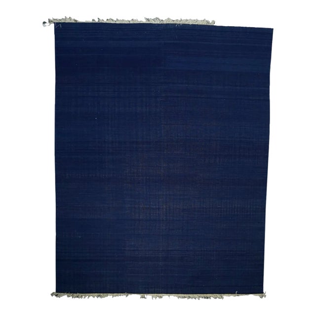 Vintage Dhurrie Rug in Indigo Blue Tones With Natural Abrash, From Rug ...