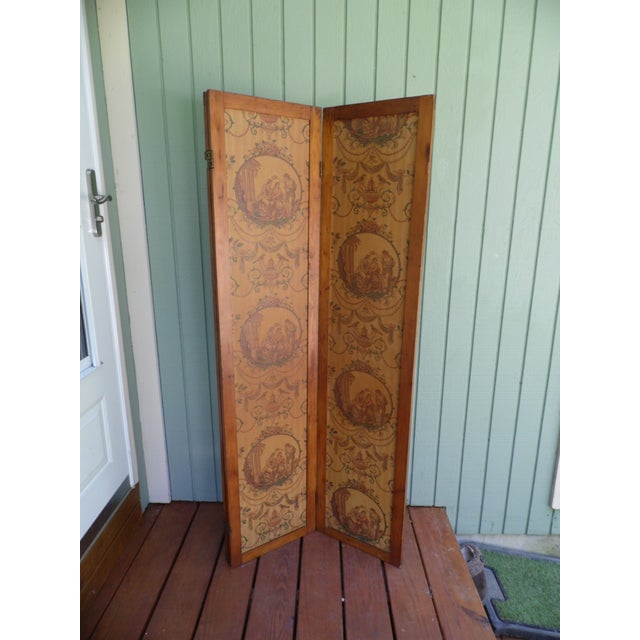 Vintage 3 Panel Folding Room Divider Double Sided Privacy Dressing ...