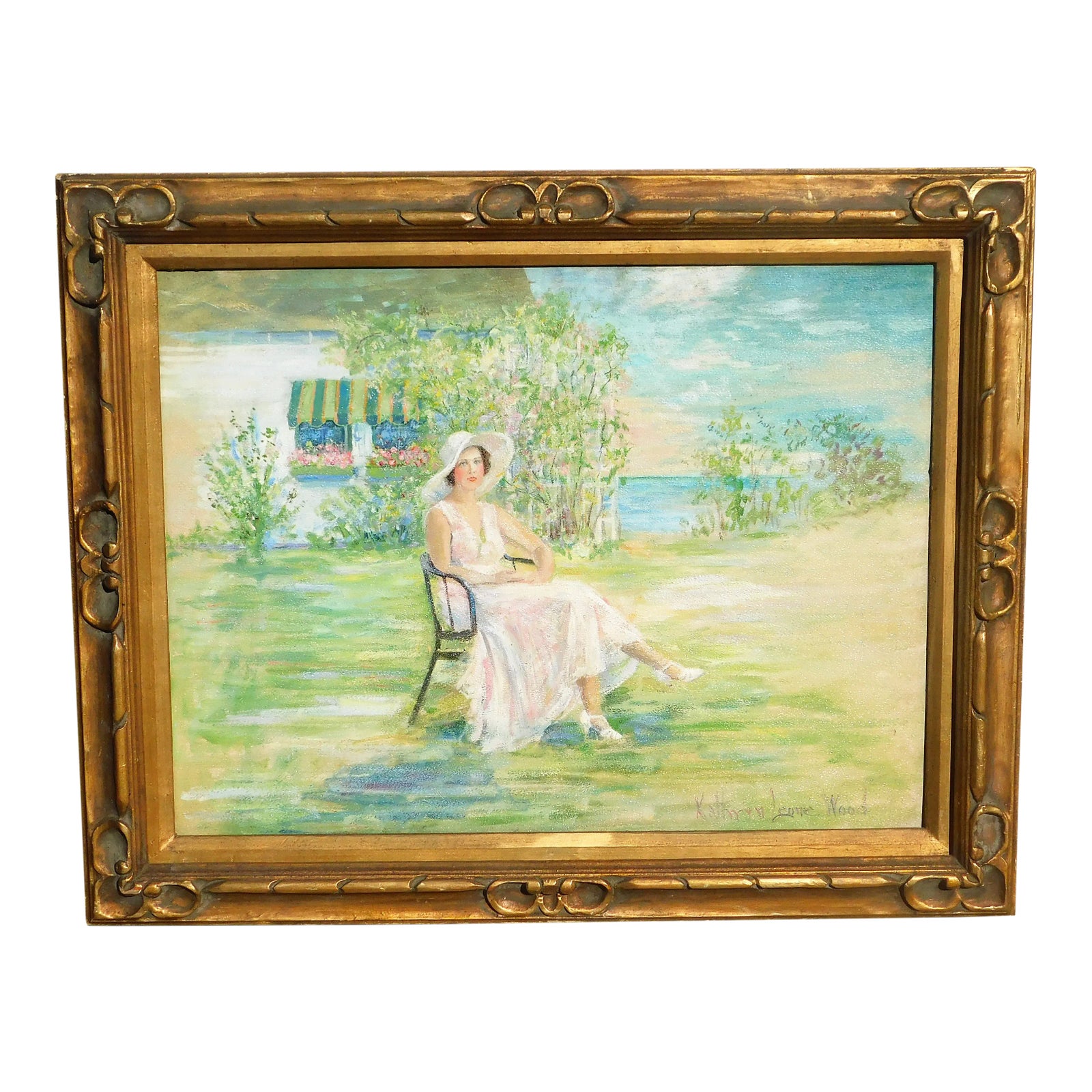 Kathryn Wood B.1885 Early 20th Century "Woman in Garden" Impressionist ...